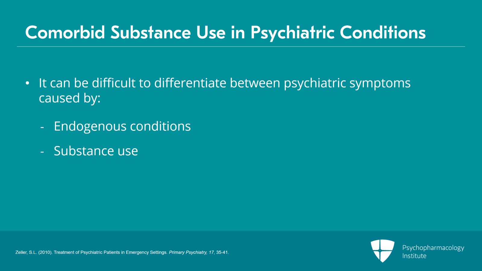 Other Psychiatric Diagnoses in Agitated Patients: Mood and Substance ...